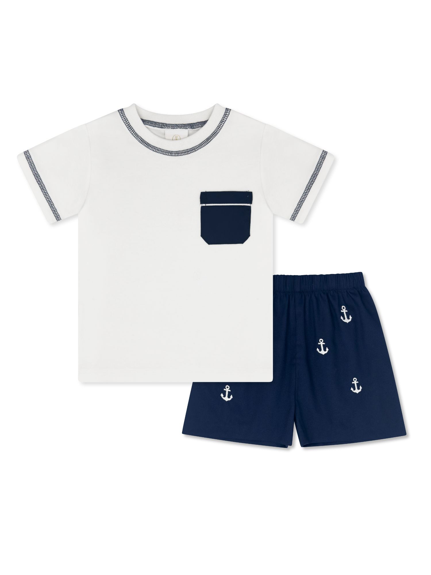Charlie Short Set - Navy w/ Anchors | Enchanted Elephant